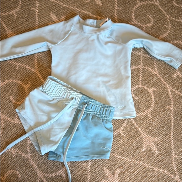 Minnow | Swim | Minnow Light Blue Rash Guard And Shorts Set 6 Months ...